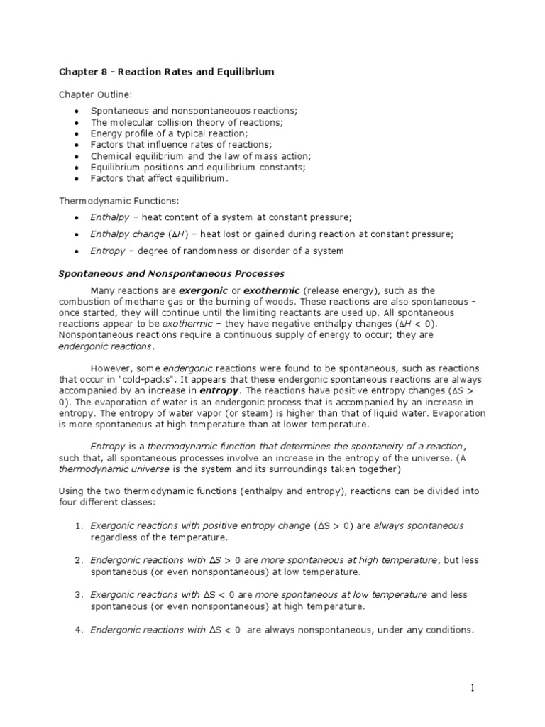 Chapter8 Reaction Rates and Equilibrium | Download Free PDF | Reaction ...