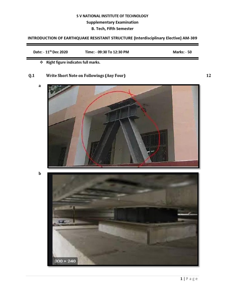 Earthquake Resistant Structures Exam Guide | PDF | Earthquakes ...