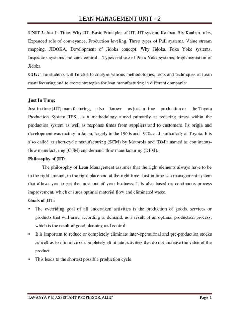 Unit - 2 Lean Management | PDF | Economies | Systems Science