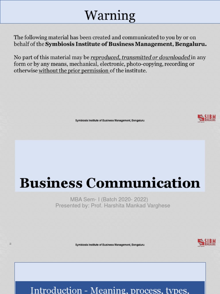 Lecture 1 - Business Communication | PDF