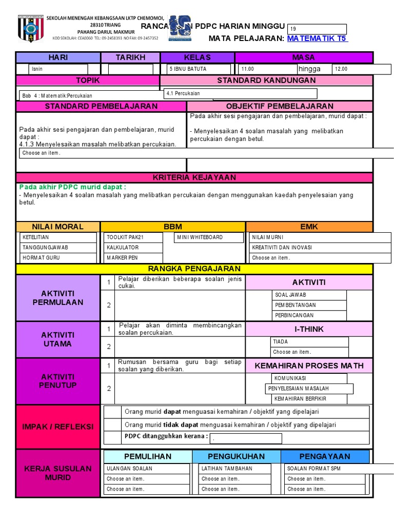 RPH - MATH - FORM5 - KSSM (S) | PDF