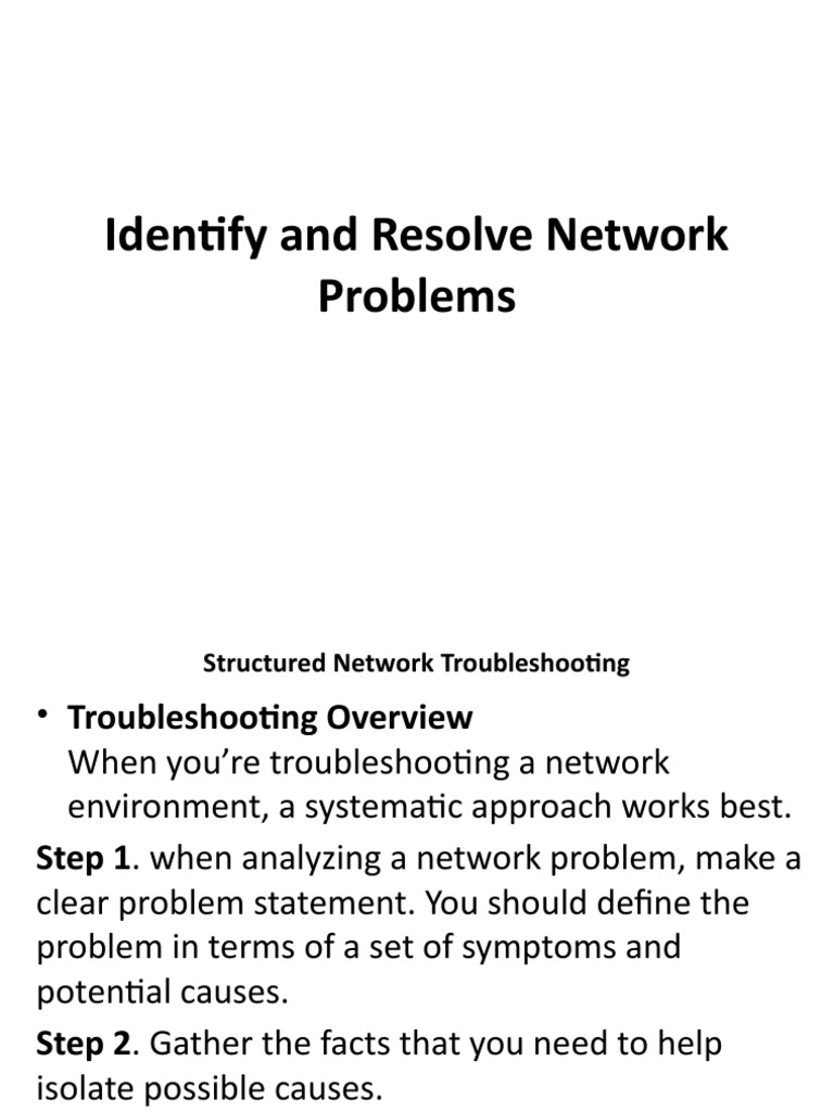 Identify and Resolve Network Problems | PDF | Computer Network | Ip Address Identify and Resolve Network Problems | PDF | Computer Network | Ip Address