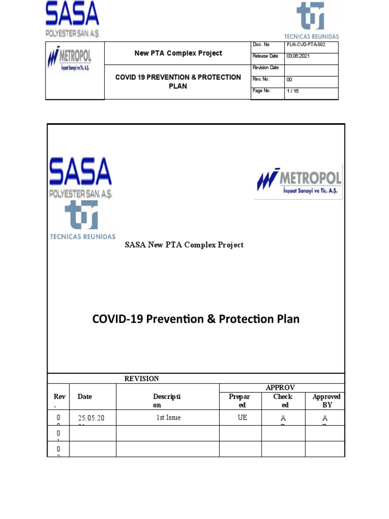 COVID-19 Prevention & Protection Plan: New PTA Complex Project | PDF | Personal Protective ...