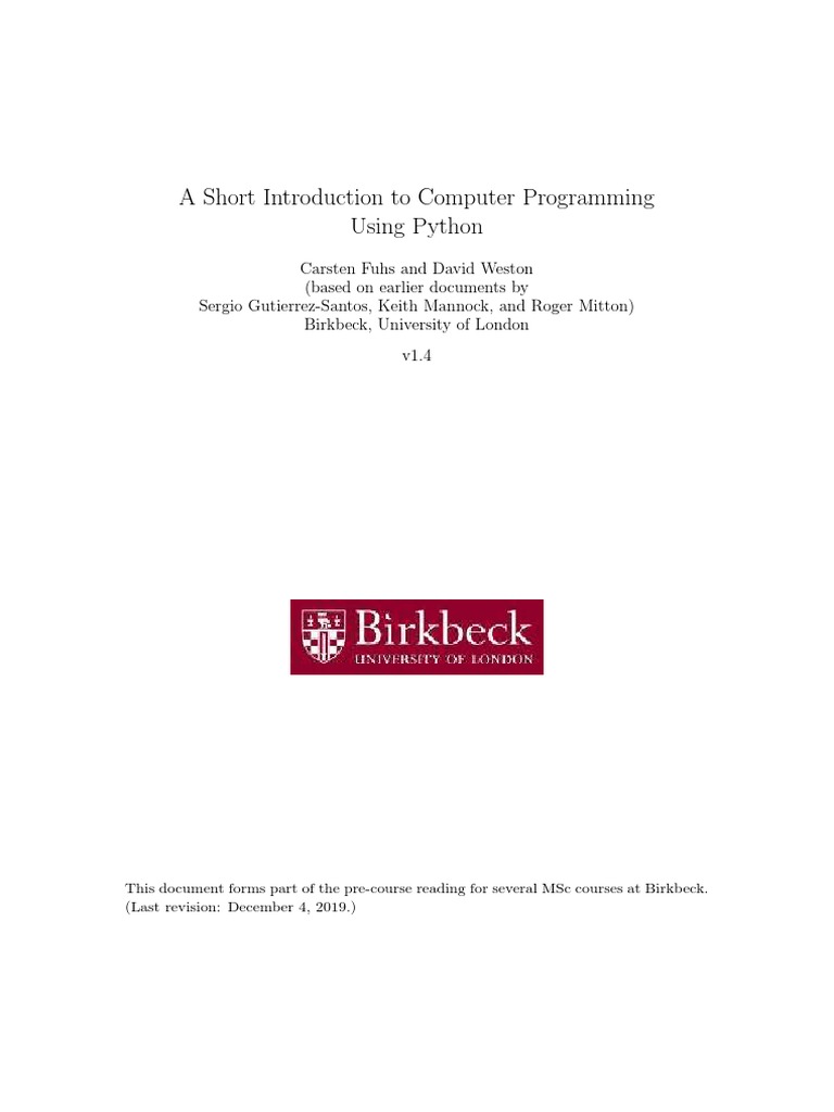 Sample 0929 A Short Introduction To Computer Programming Using Python ...