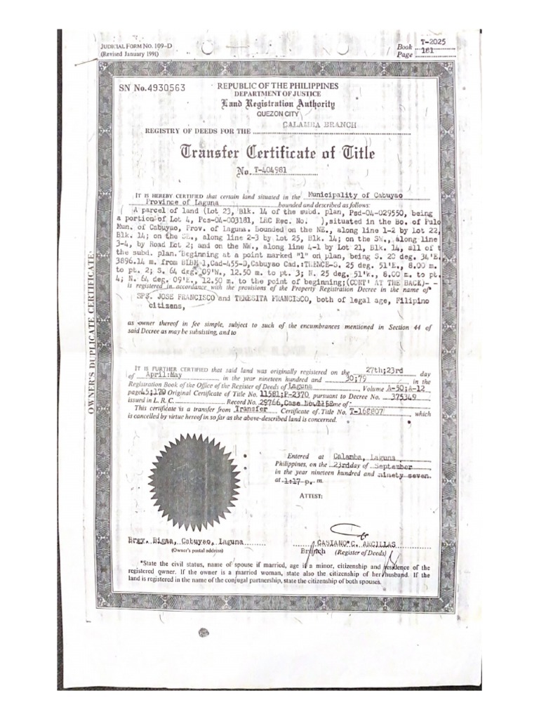 Judicial Form No. 109 D | PDF