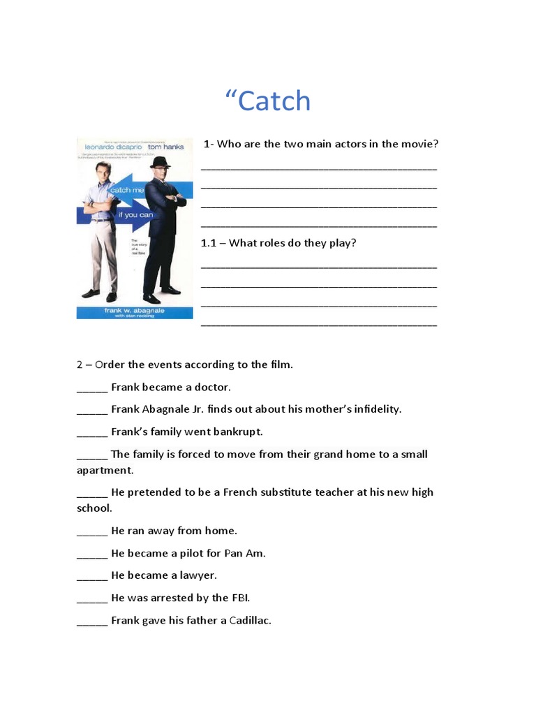Catch Me If You Can Worksheet | PDF | Games & Activities | Young Adult