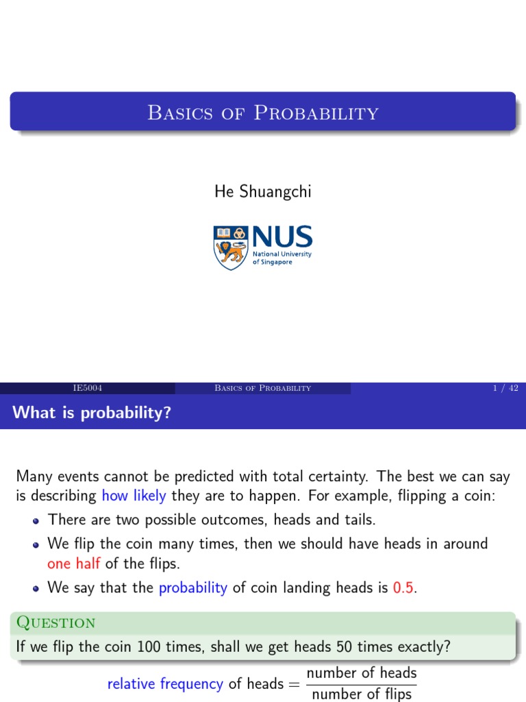 Basics of Probability: He Shuangchi | PDF | Odds | Probability