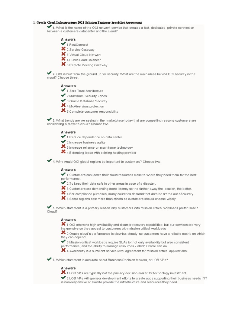 Answers Oracle Cloud Infrastructure 2021 Solution Engineer Specialist Assessment Download