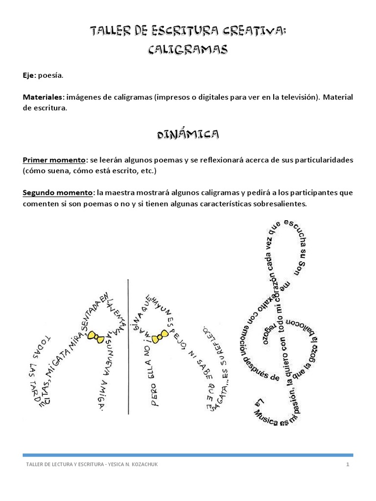 Taller de Escritura Creativa - Caligramas | PDF