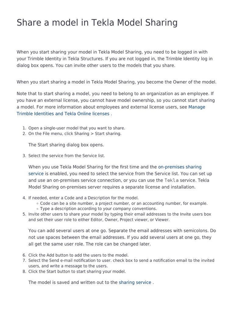 Tekla User Assistance - Share A Model in Tekla Model Sharing - 2021-05 ...