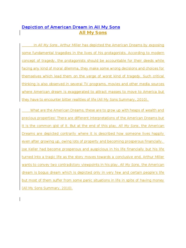 All My Sons | PDF | American Dream | Philosophical Theories