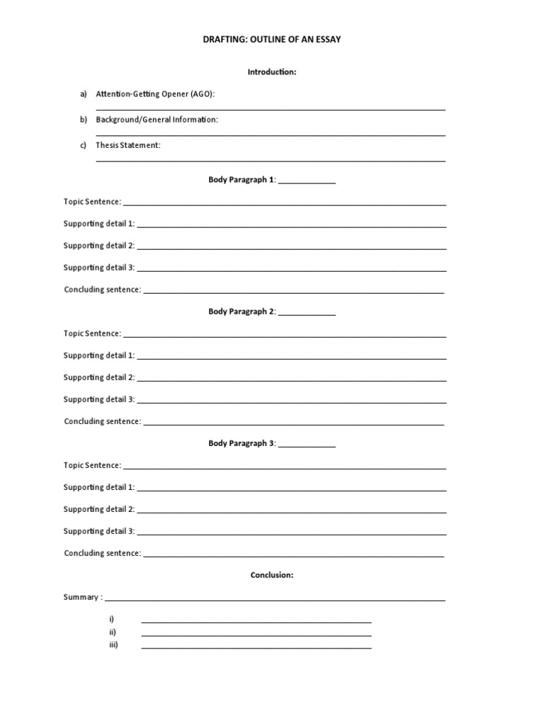 Drafting: Outline of An Essay | PDF | Writing