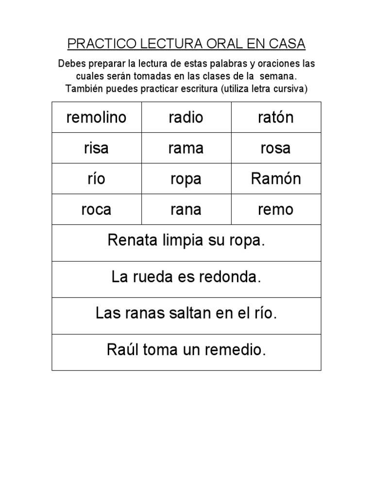 Preparo Lectura de La Letra R. | PDF