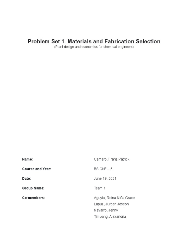 Materials and Fabrication Selection - Problem Set 1 | PDF | Stainless ...