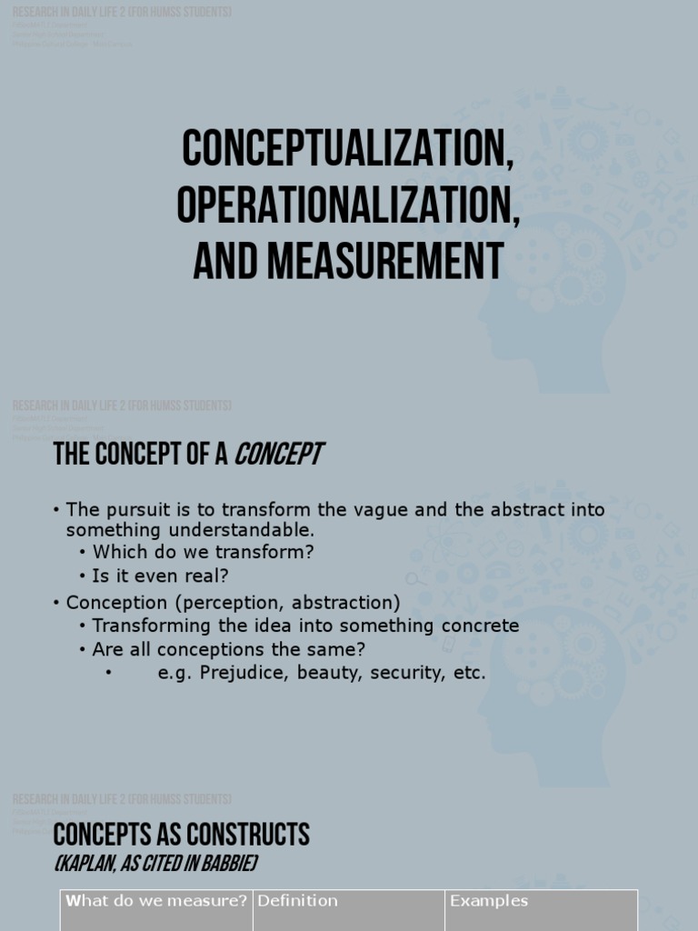 RDL2 0401 - Conceptualization, Operationalization, Measurement | PDF ...