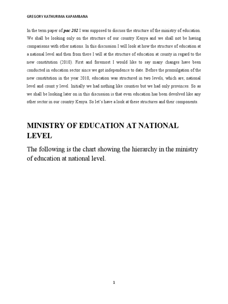 The Structure of The Ministry of Educati | PDF | Teachers | Schools