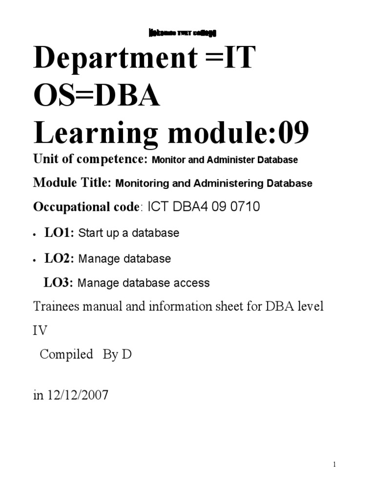 Monitor and Administer Database | PDF | Databases | Libraries