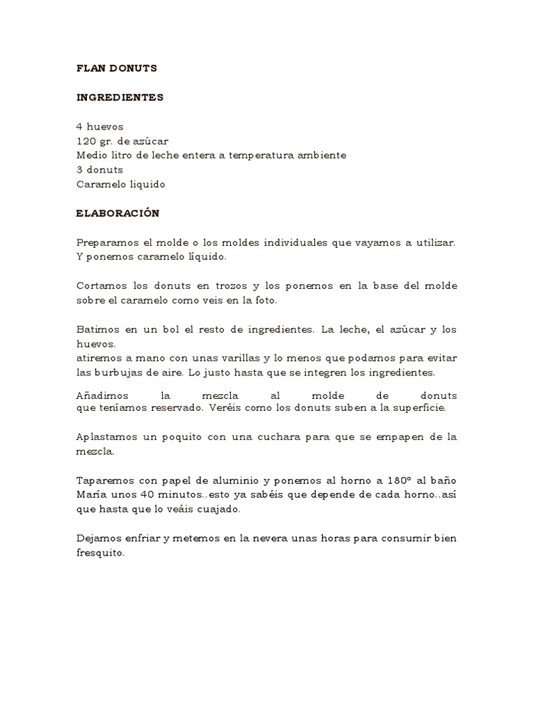 Flan de Donuts | PDF | Hogar, jardinería y bricolaje | Salud y bienestar