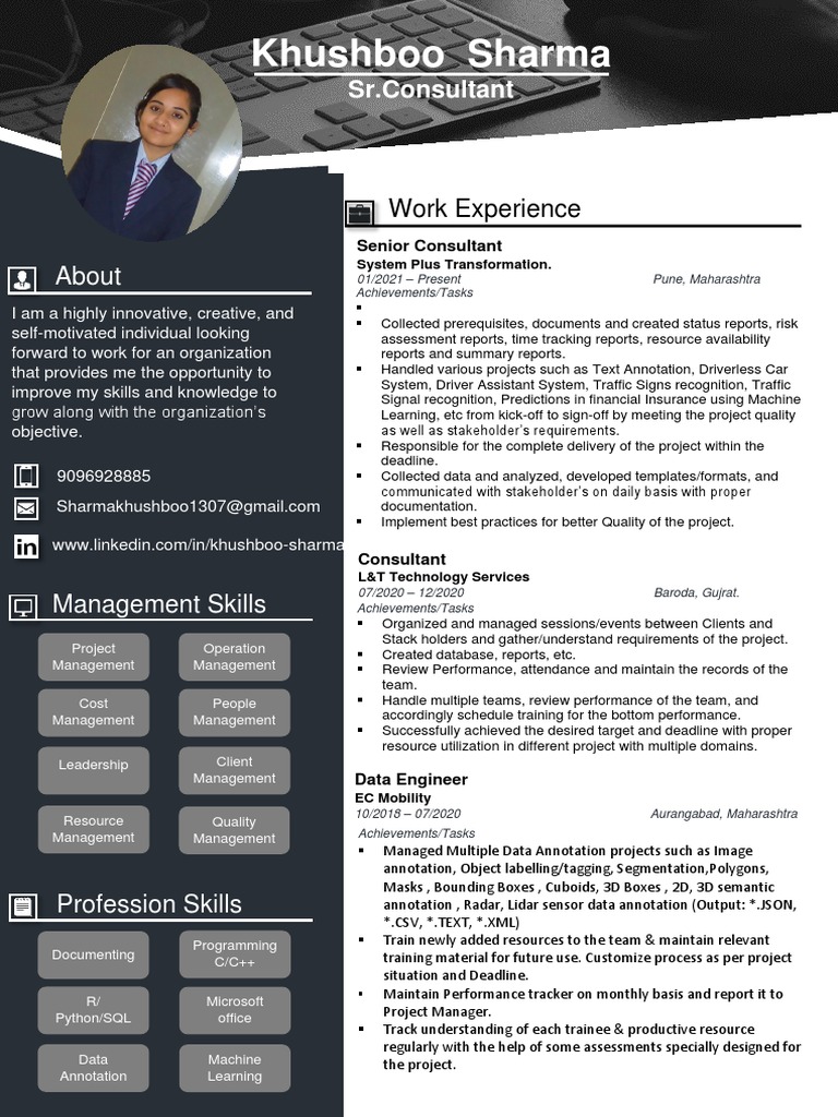Resume Khushboo Sharma | PDF | Annotation | Consultant