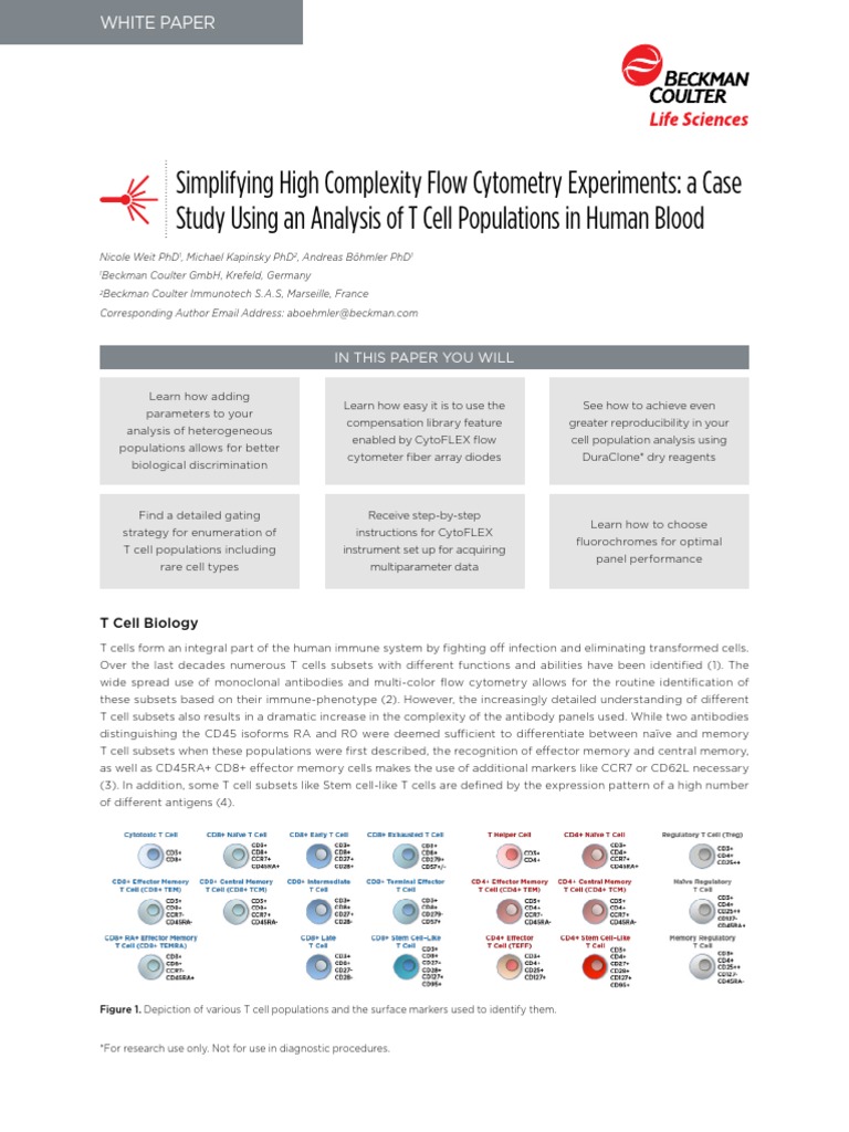 Flow Cytometry Application Note 13 Color Panel T Cell Subsets Whole ...