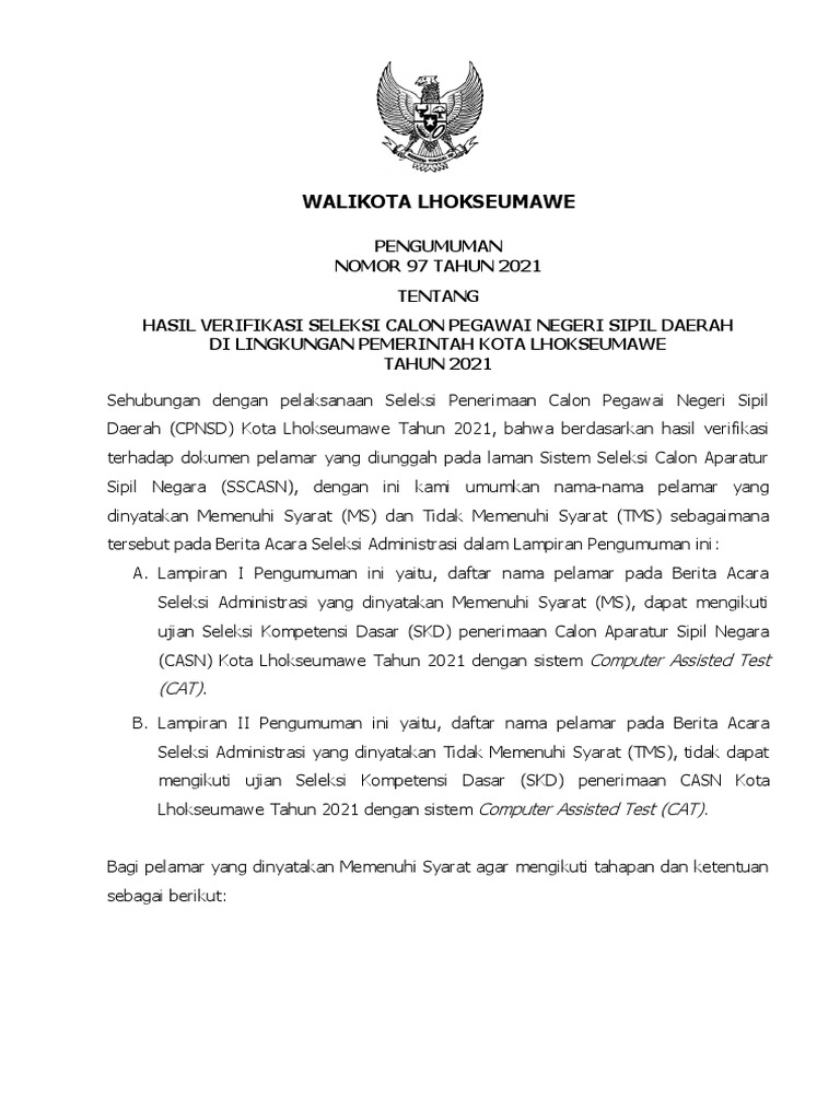 Contoh Pengumuman Seleksi Pdf