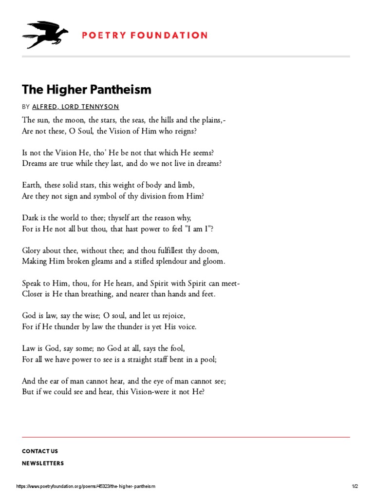 The Higher Pantheism by Alfred, Lord Tennyson - Poetry Foundation | PDF
