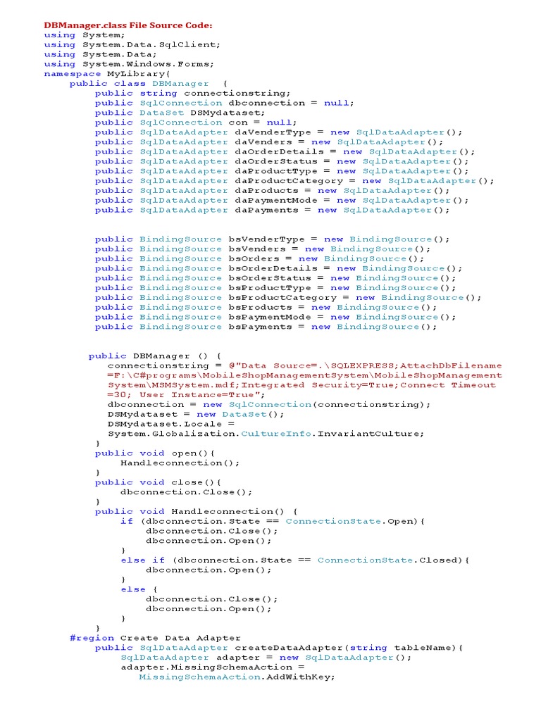 DBManager With Orders Form Code | PDF | Computer Engineering | Information Technology Management