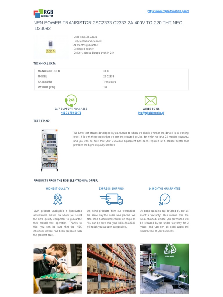NPN Power Transistor 2Sc2333 C2333 2A 400V To-220 THT Nec ID33083 | PDF | Packaging And Labeling ...
