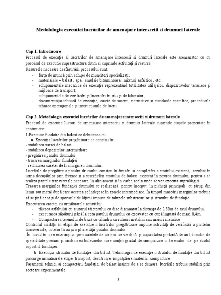 Amenajare Intersectii Si Drumuri Laterale | PDF