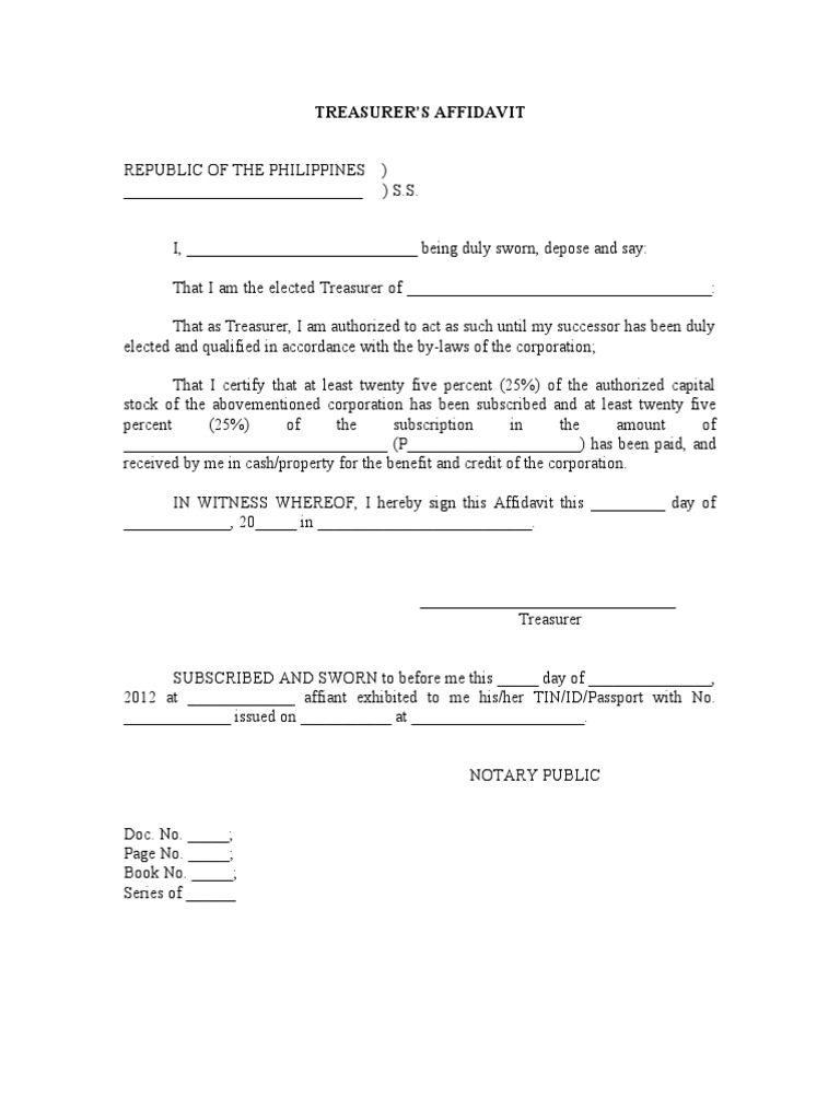 SEC Treasurer's Affidavit | PDF
