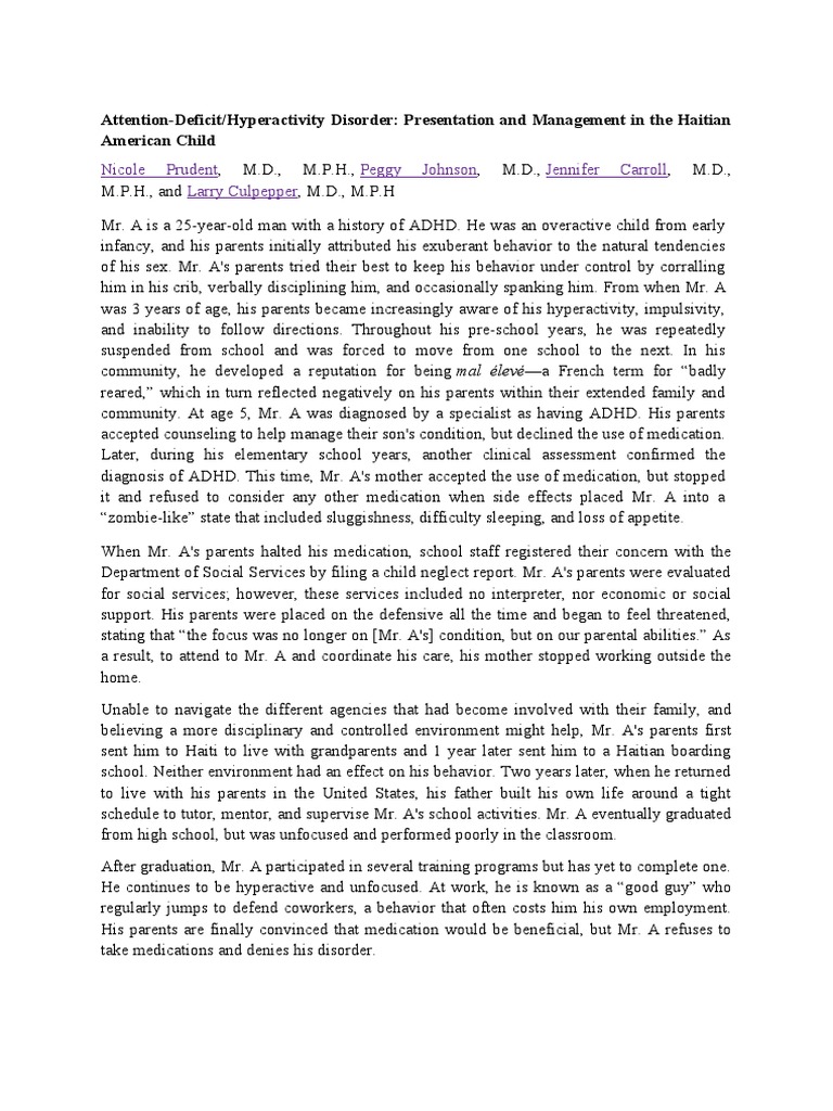 Adhd Case Senerio | PDF | Attention Deficit Hyperactivity Disorder | Childhood