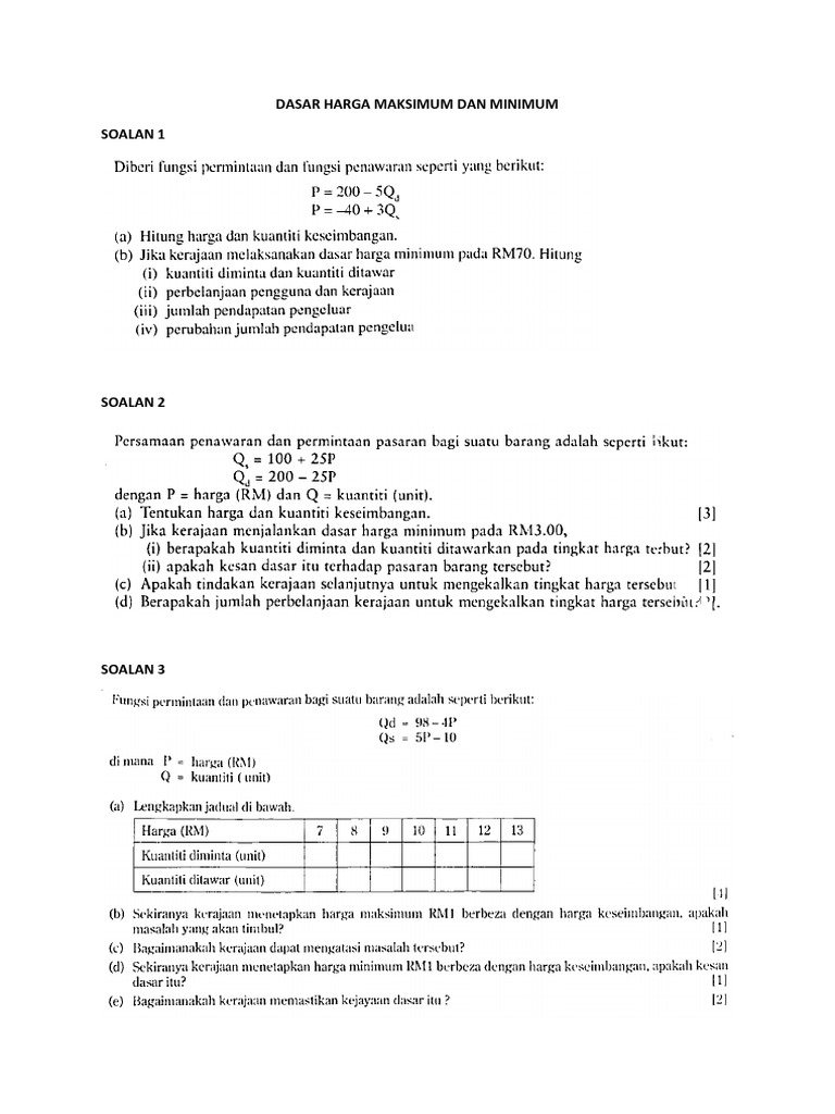 Dasar Harga Maksimum Dan Minimum | PDF