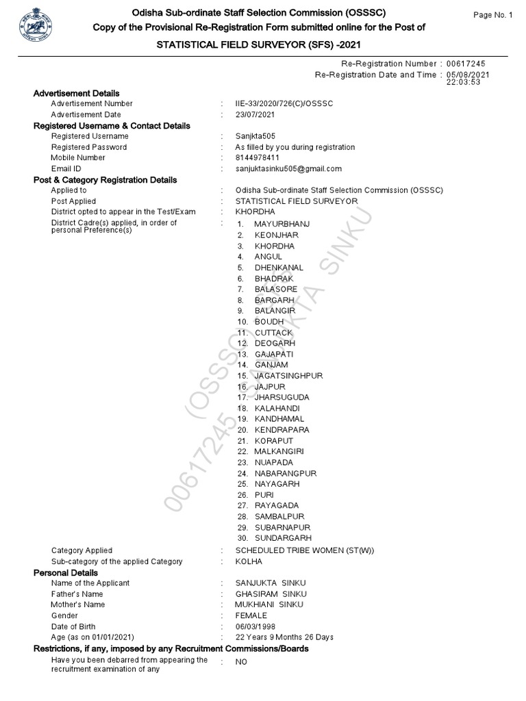 Registration Report | PDF
