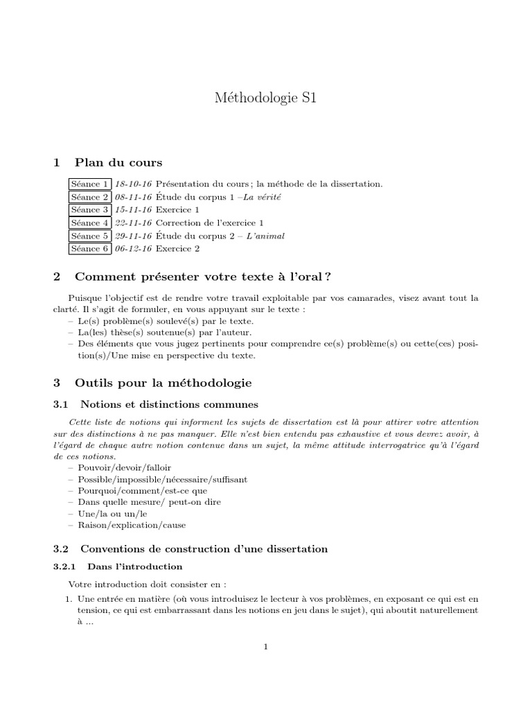 Plan Du Cours - Methodologie s1 | PDF | Méthodes et références pédagogiques