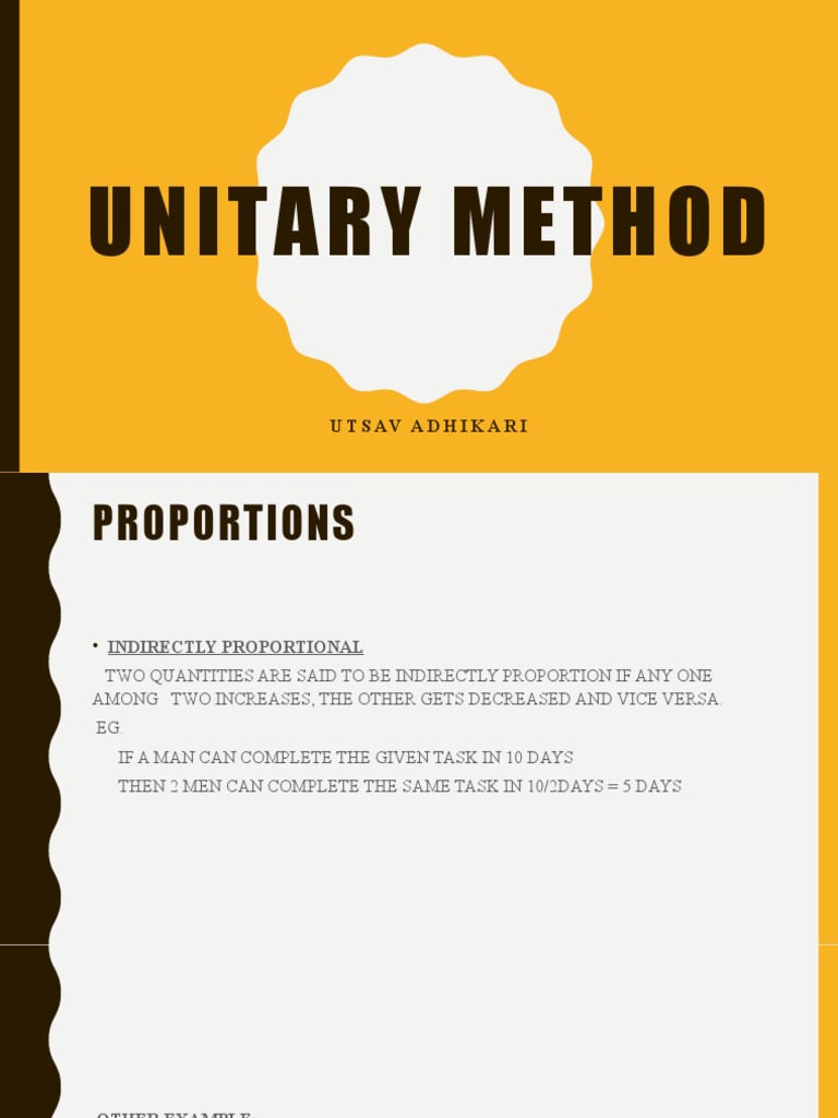 Unitary Method: Utsav Adhikari | PDF