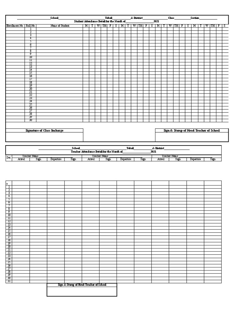 Signature of Class Incharge Sign & Stamp of Head Teacher of School | PDF