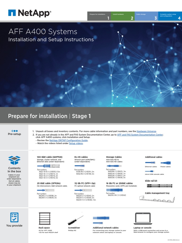 AFF A400 Systems: Installation and Setup Instructions | PDF | Network ...