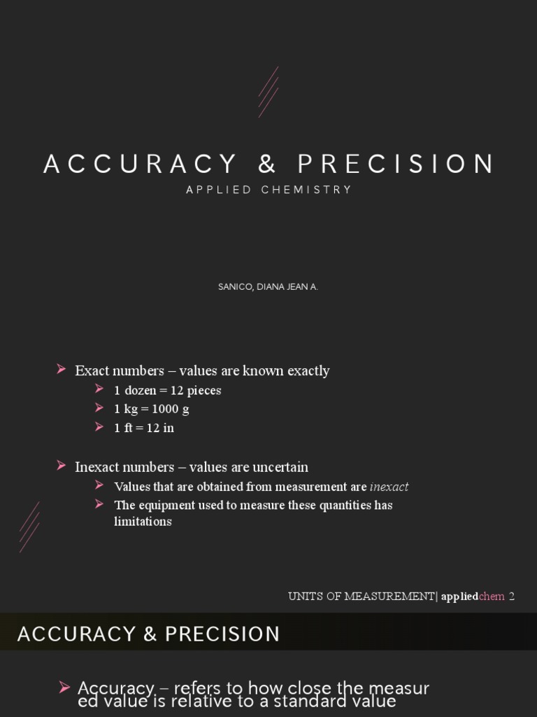 Accuracy & Precision: Applied Chemistry | PDF | Significant Figures ...