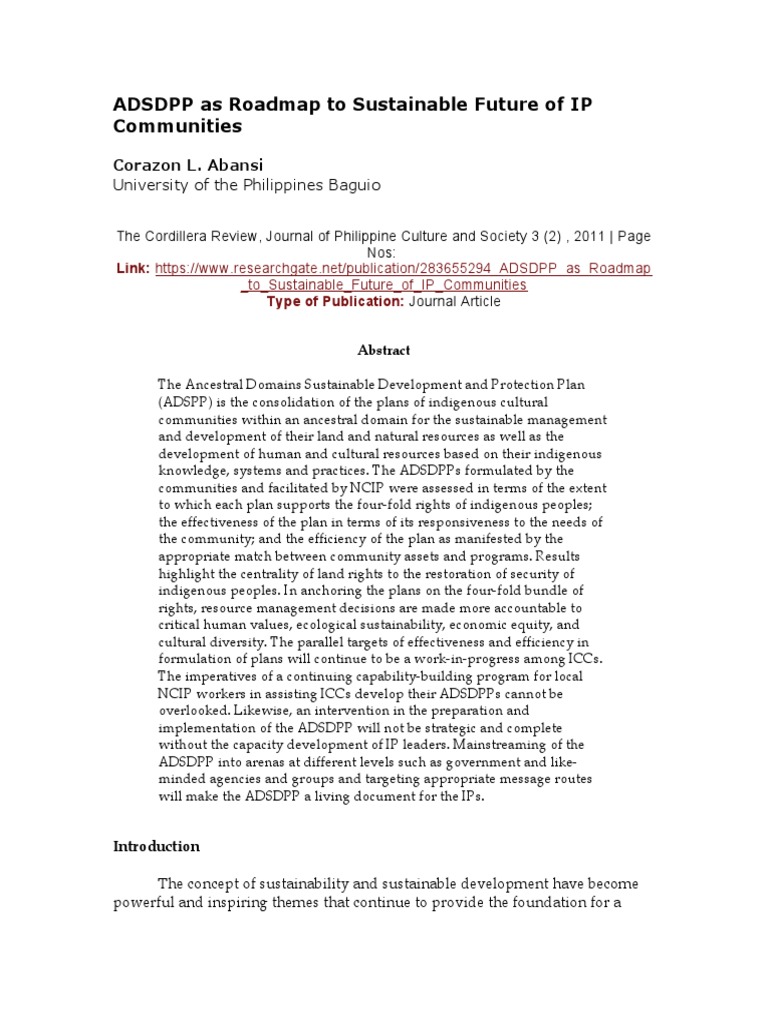 ADSDPP: A Path to Indigenous Sustainability | PDF | Sustainability ...