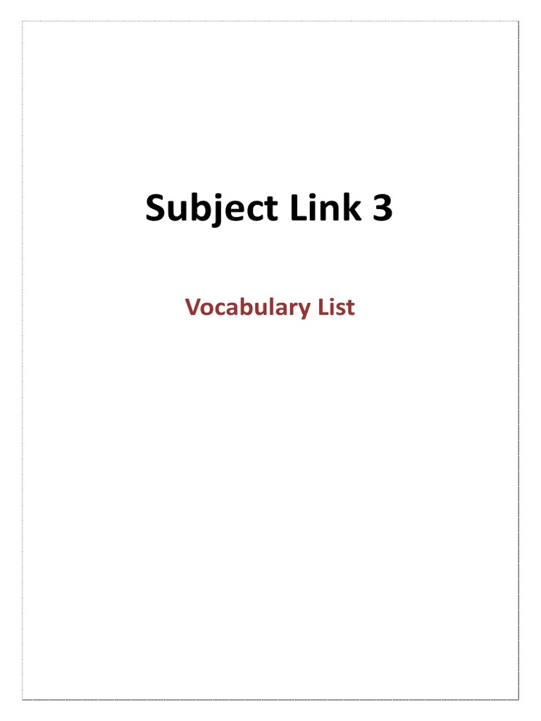Subject Link 3 - Word List | PDF | Verb | Adjective