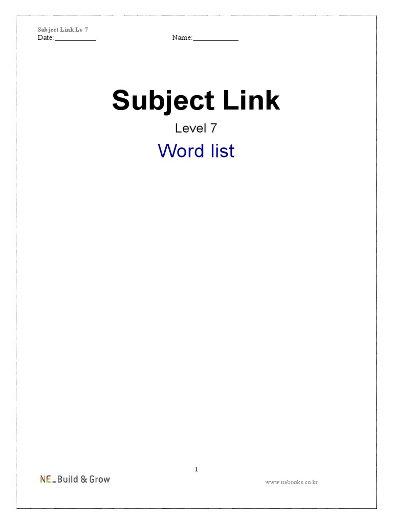 Subject Link 7 - Word List | PDF | Sugarcane