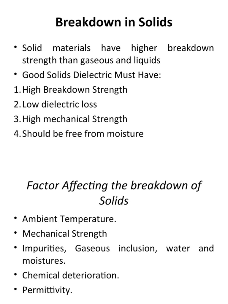 Solid Breakdown | PDF | Electrical Breakdown | Dielectric