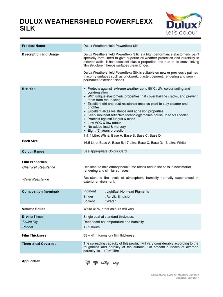 Tds - Dulux Weathershield Powerflexx Silk | PDF | Paint | Industrial Processes