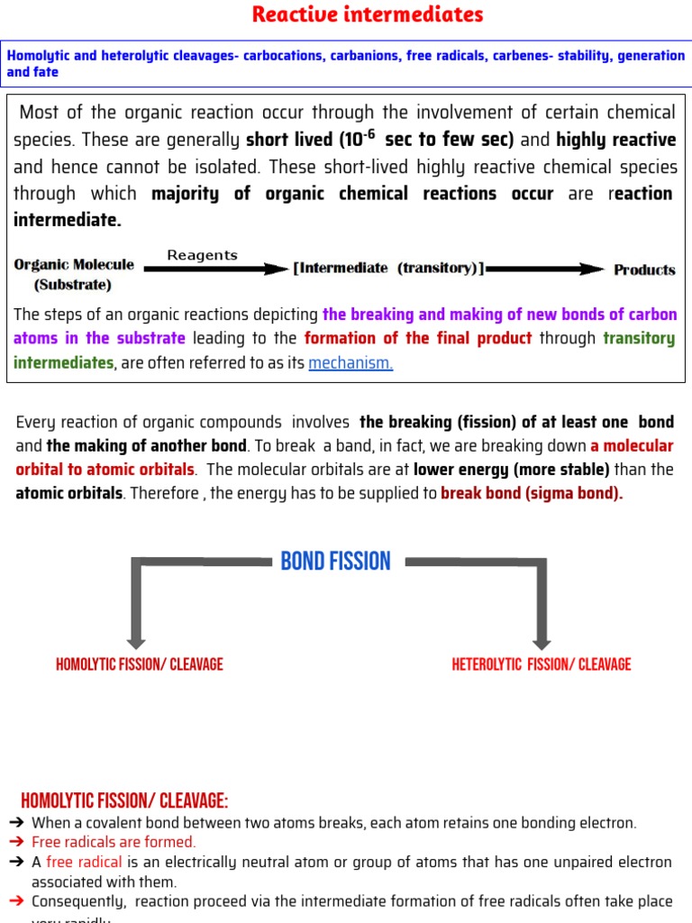 Organic Chemistry-I Reactive Intermeditate - Carbo Cation, Carbanion ...