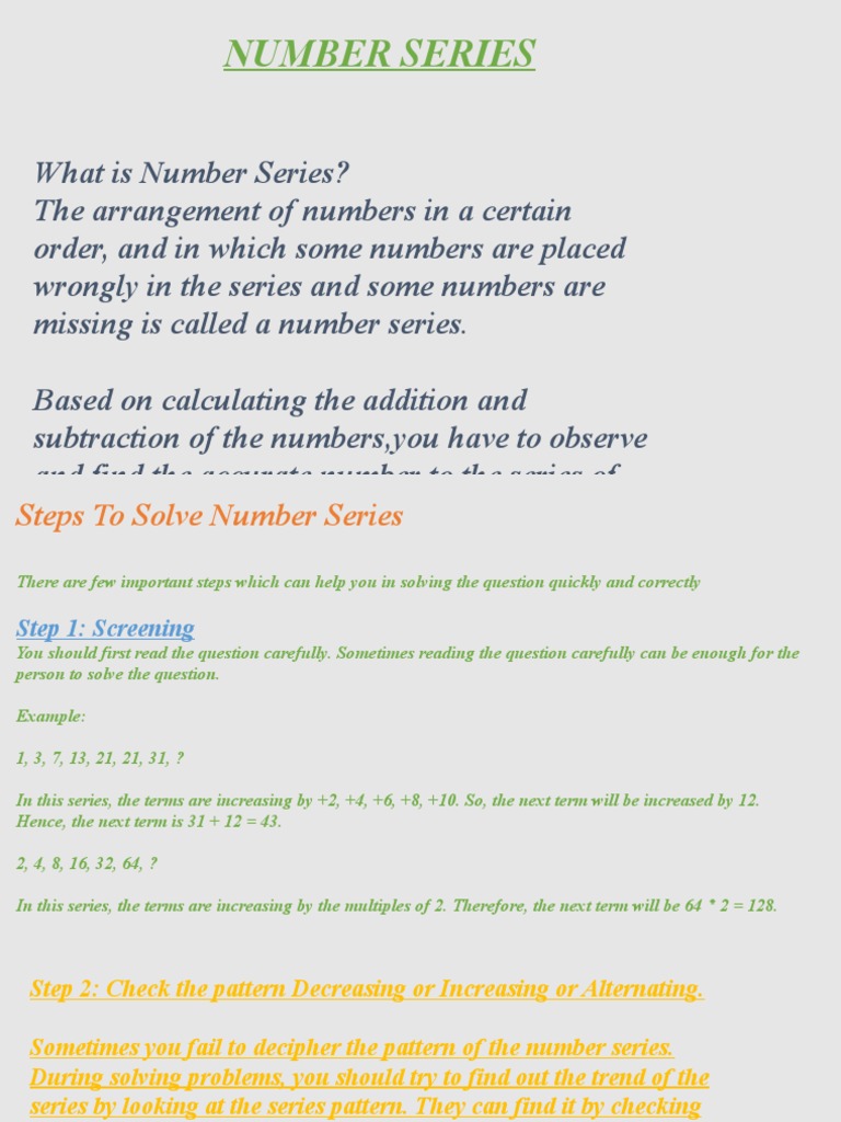 Number Series | PDF | Arithmetic | Numbers