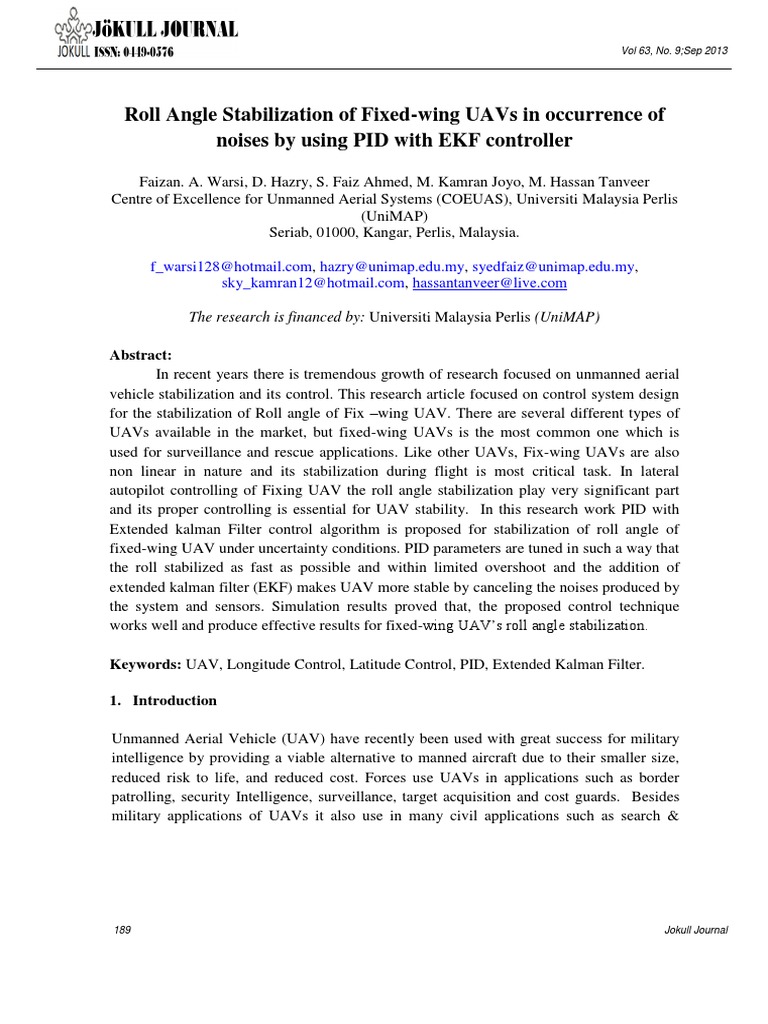 Roll Angle Stabilization of Fixed Wing U | PDF | Flight Dynamics (Fixed ...