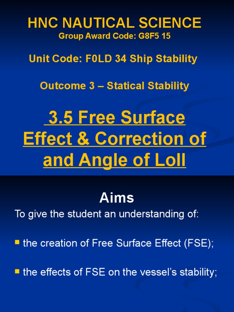 Free Surface Effect Correction of and Angle of Loll | PDF | Buoyancy ...