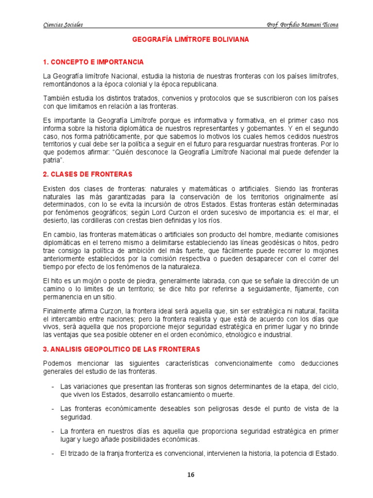 Tema 3 Geografía Limítrofe Boliviana | PDF | Tratado | Cónsul ...