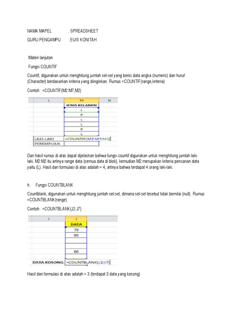 Materi Spreadsheet | PDF