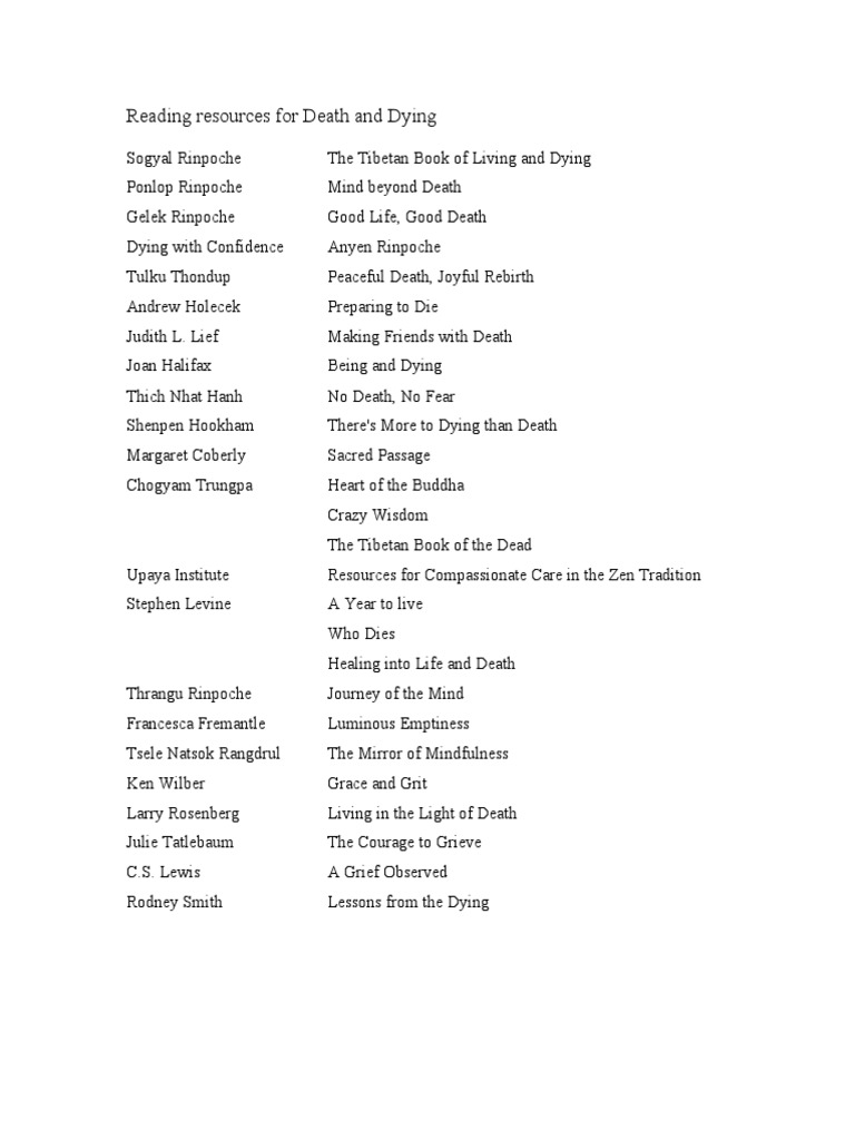Death and Dying Reading List | PDF